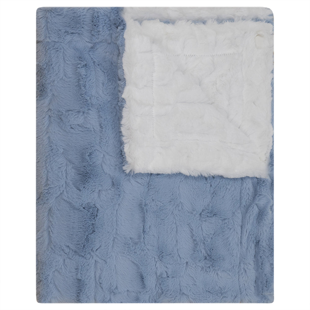 Fuzzy Blanket-Sky Blue/White – Bondoux Bebe